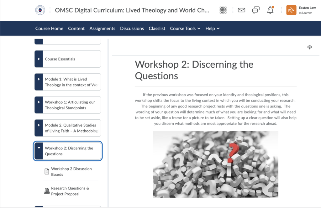 Online Certificate in Lived Theology & World Christianity - OMSC